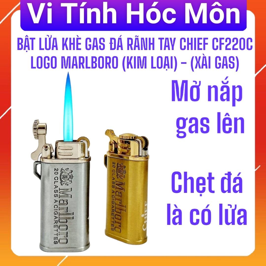 BAT LUA KHE GAS DA RANH TAY CHIEF CF220C LOGO MARLBORO (KIM LOAI)